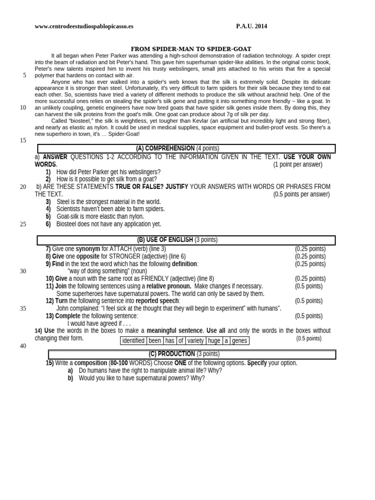 Spider-Goat: Genetic Engineering Marvel | PDF | Noun | Word