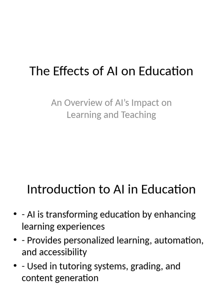 Effects of AI On Education | PDF
