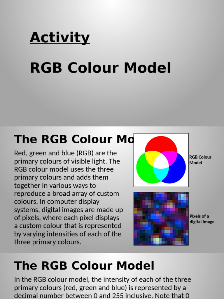 Activity - RGB Colour Model | PDF