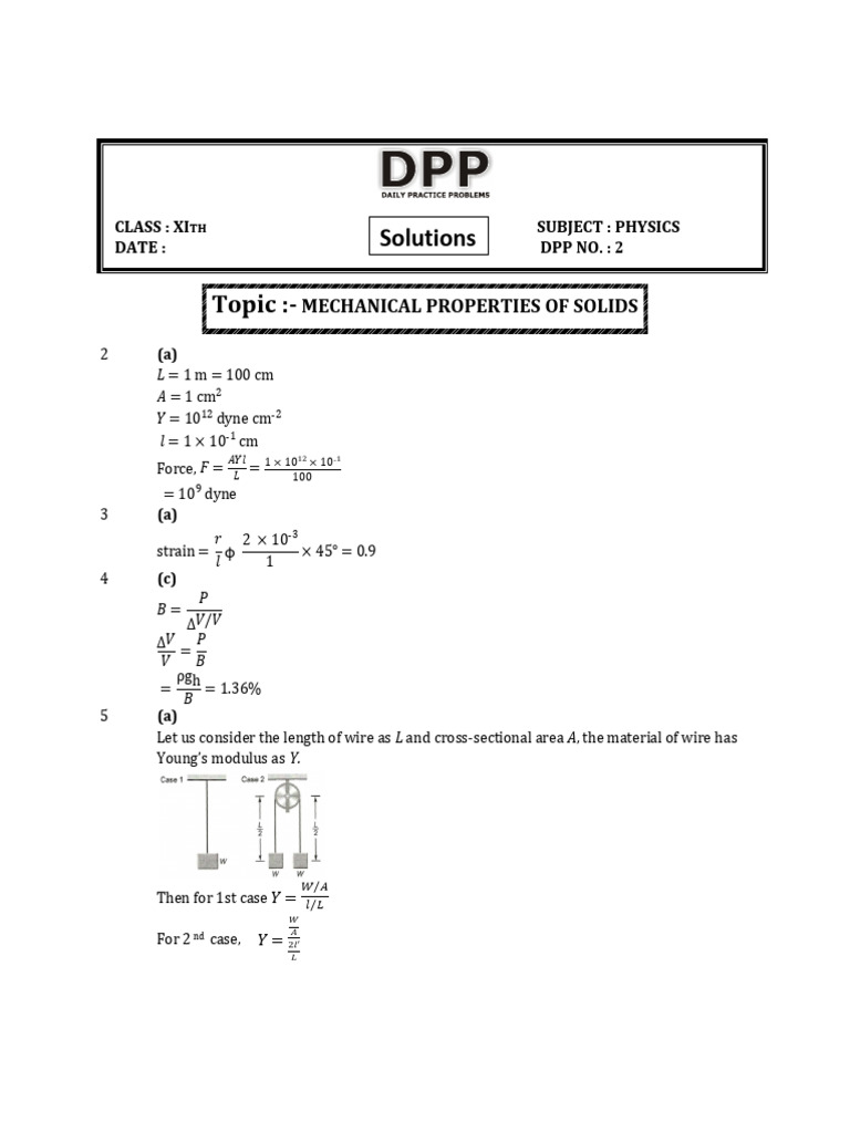 DPP-2 SOLUTION | PDF | Elasticity (Physics) | Materials