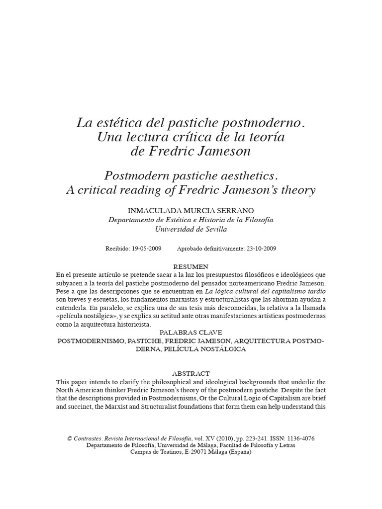 La Estética Del Pastiche Postmoderno | PDF | Collage | Ideologías