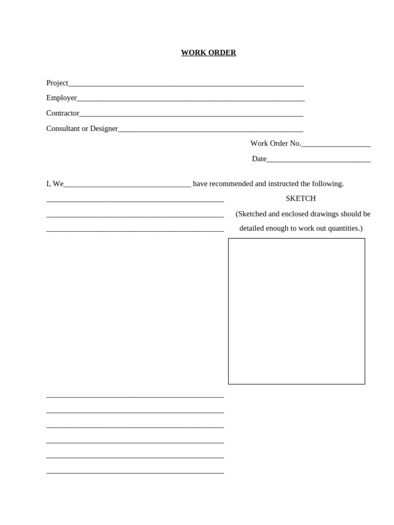 Work Order Template for Projects | PDF
