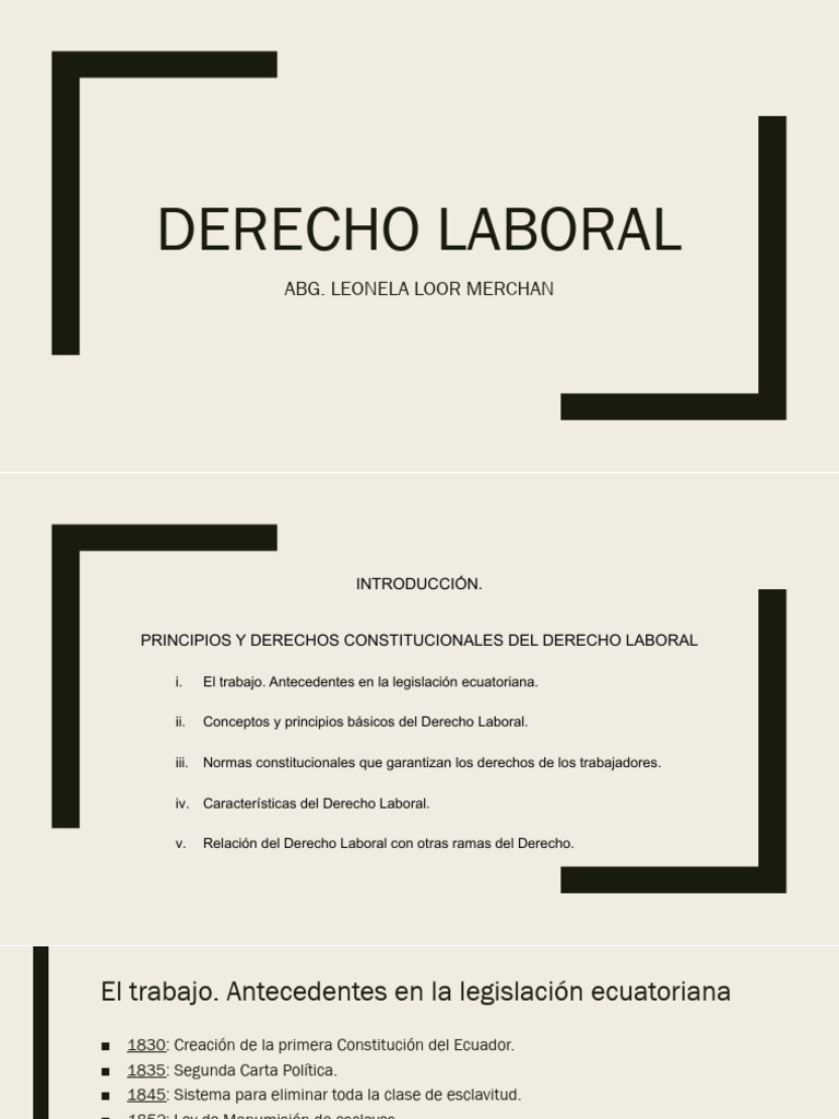 Diapositivas Derecho Laboral Semana 1 a 4 | PDF | Derecho laboral | Salario