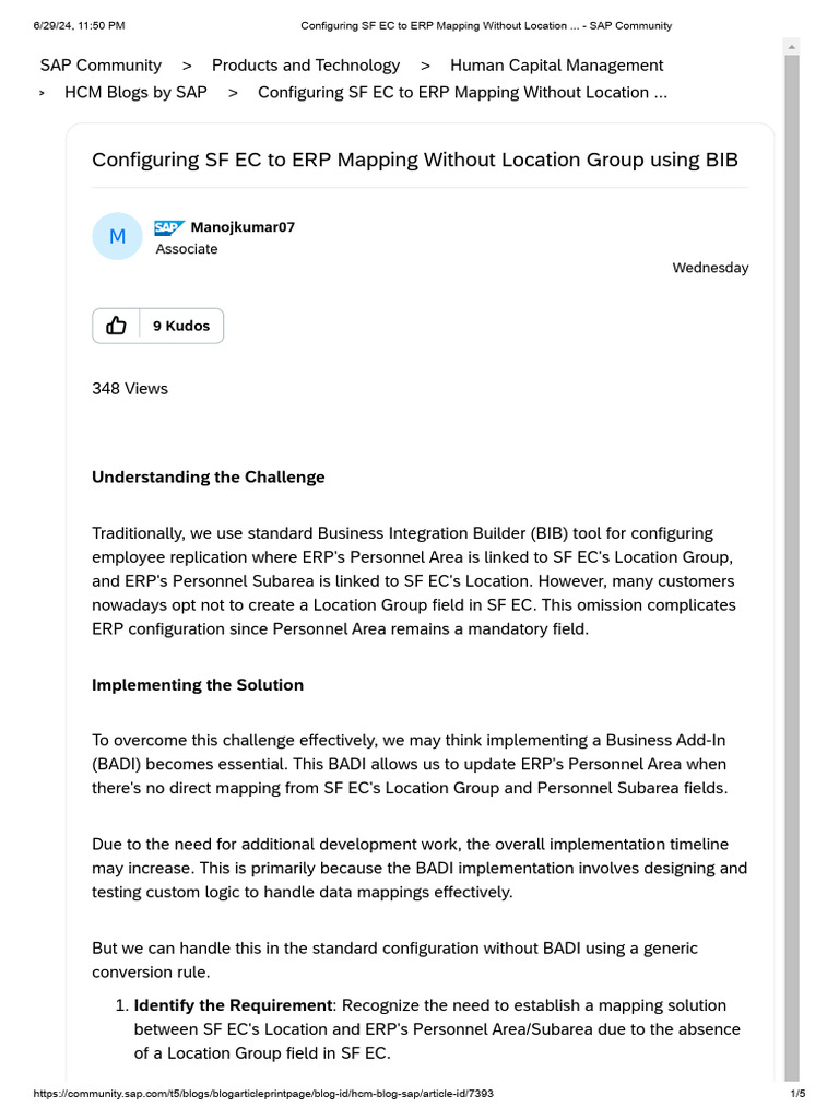 Configuring SF EC To ERP Mapping Without Location ... - SAP Community | PDF | Enterprise ...