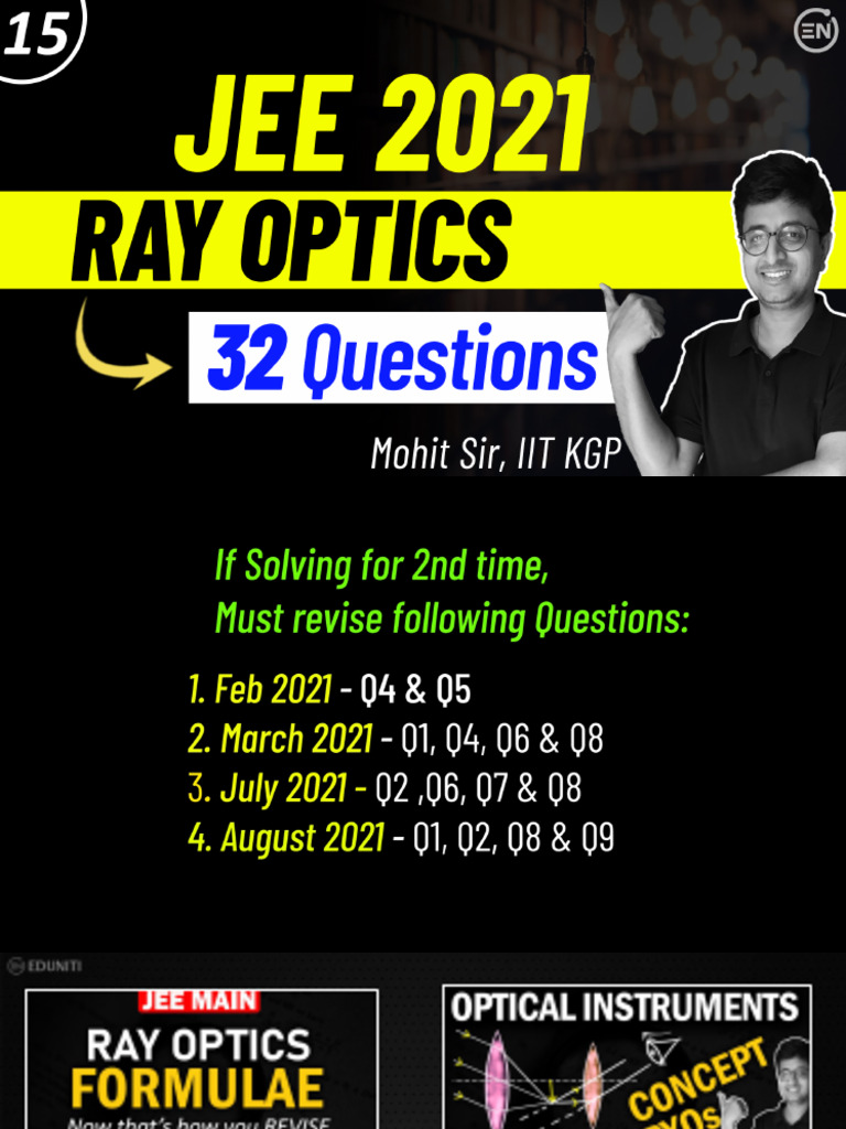 JEE Main 2021 - Ray Optics Questions - Eduniti | PDF