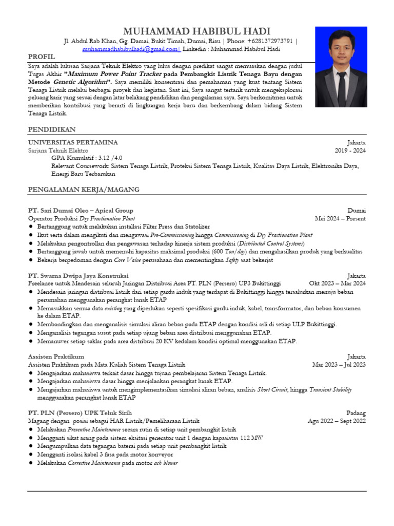 Curriculum Vitae - Muhammad Habibul Hadi - New | PDF