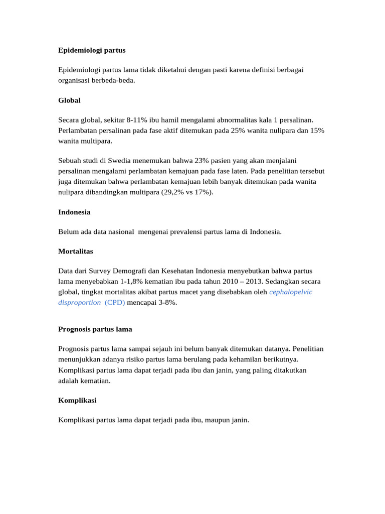 Epidemiologi Partus | PDF