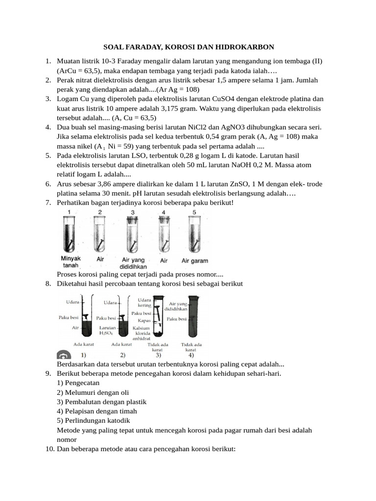 Soal Faraday, Korosi Hidrokarbon 12 RGA | PDF