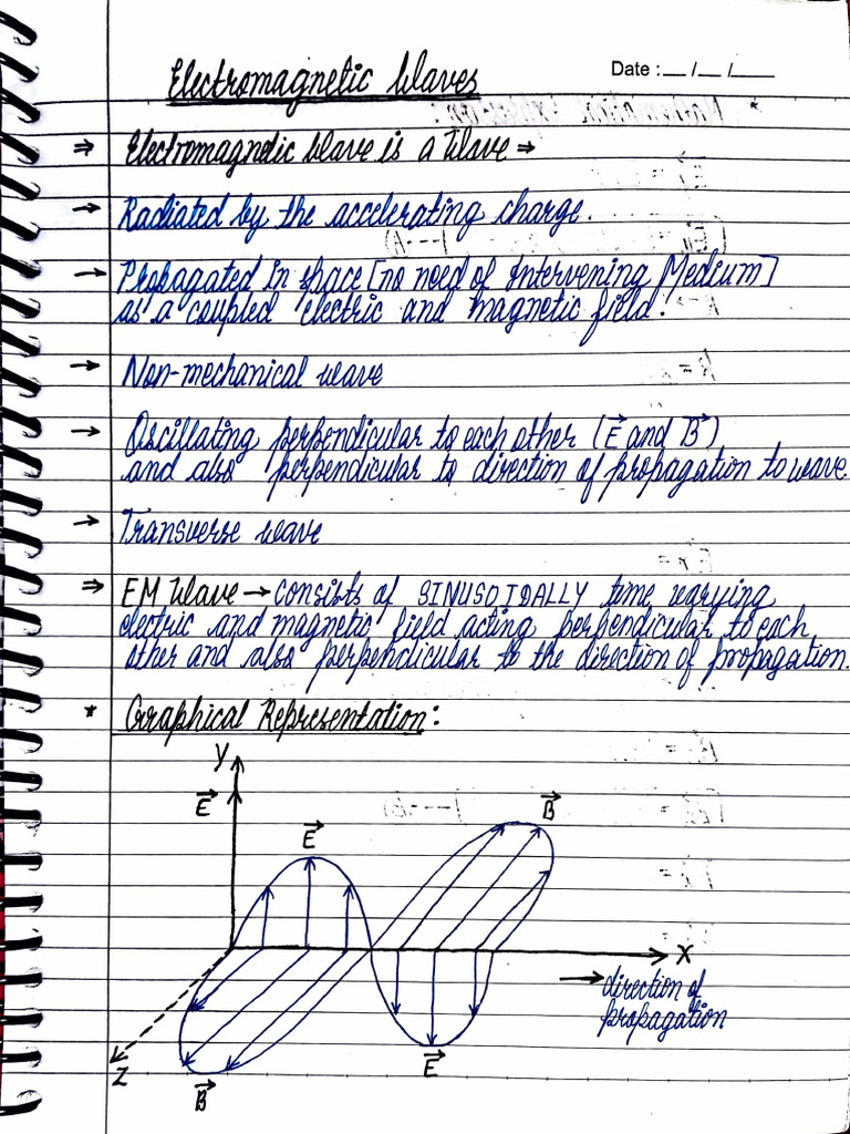 EM Waves Class 12 Handwritten Notes | PDF