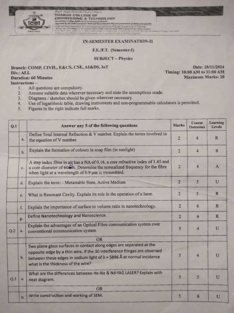 G1 - Ise 2 Odd Sem (2024-25) | PDF | Transformer | Matrix (Mathematics)