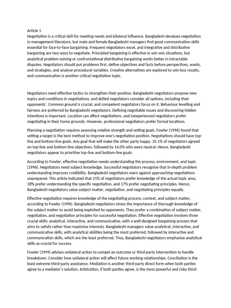 Negotiation | PDF | Negotiation | Mediation