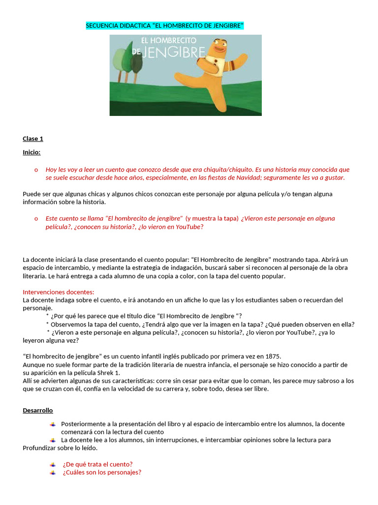 Actividades del Hombrecito de Jengibre | PDF | Galleta | Alimentos