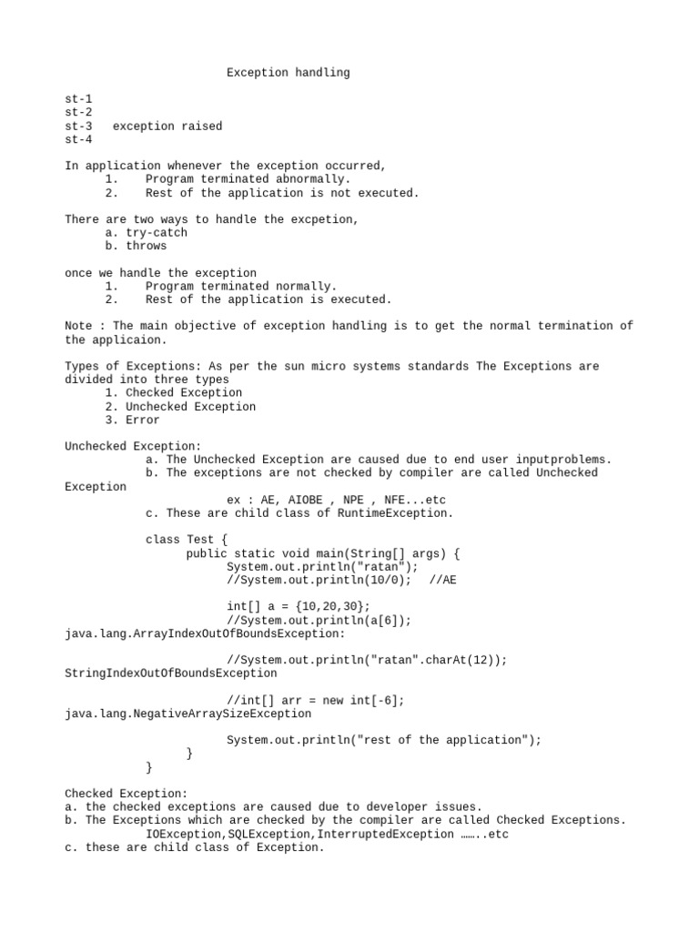 Exception handling | PDF | Java (Programming Language) | Constructor ... Exception handling | PDF | Java (Programming Language) | Constructor ...