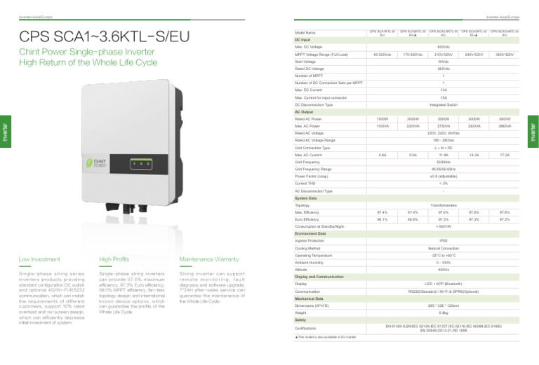 DS - en - CPS Sca (1 3.6) Ktl-Seu | PDF | Power Inverter | Mains ...