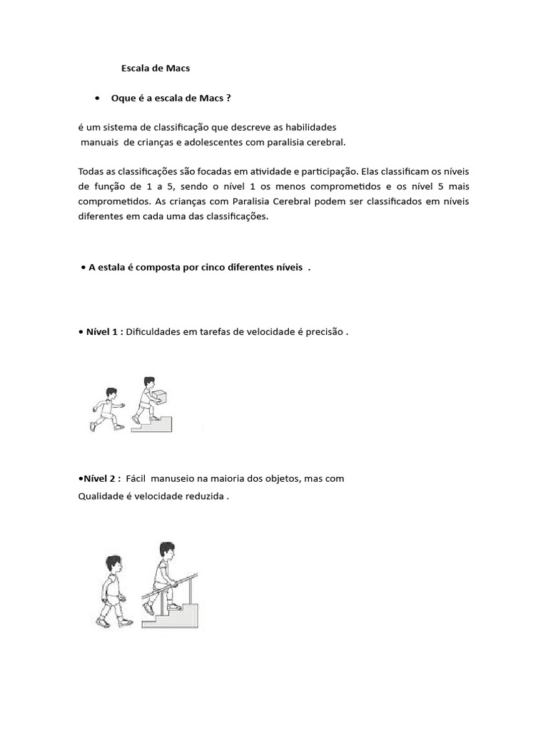 Escala de Macs para Paralisia Cerebral | PDF