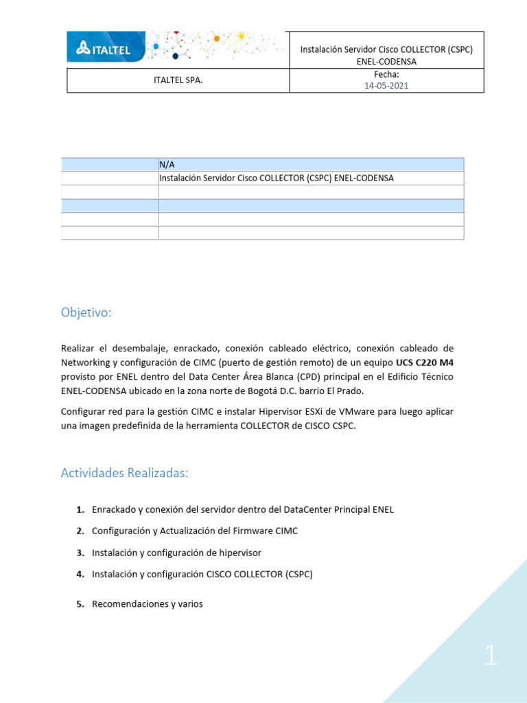 Instalación Cisco CSPC en ENEL-CODENSA | PDF | Arranque | V Mware
