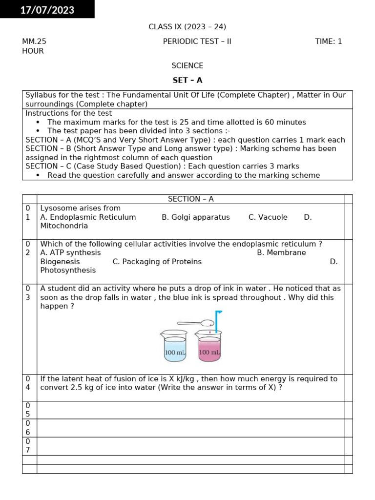 Class Ix Pt-2 Set A | PDF