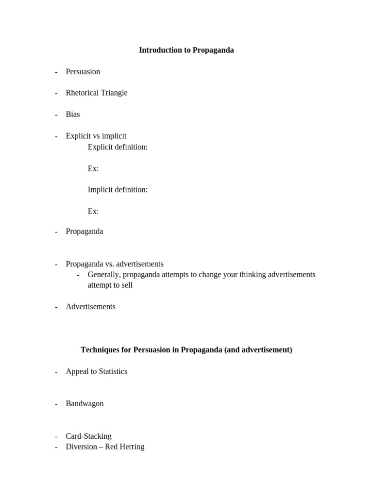 Propaganda Notes Outline | PDF