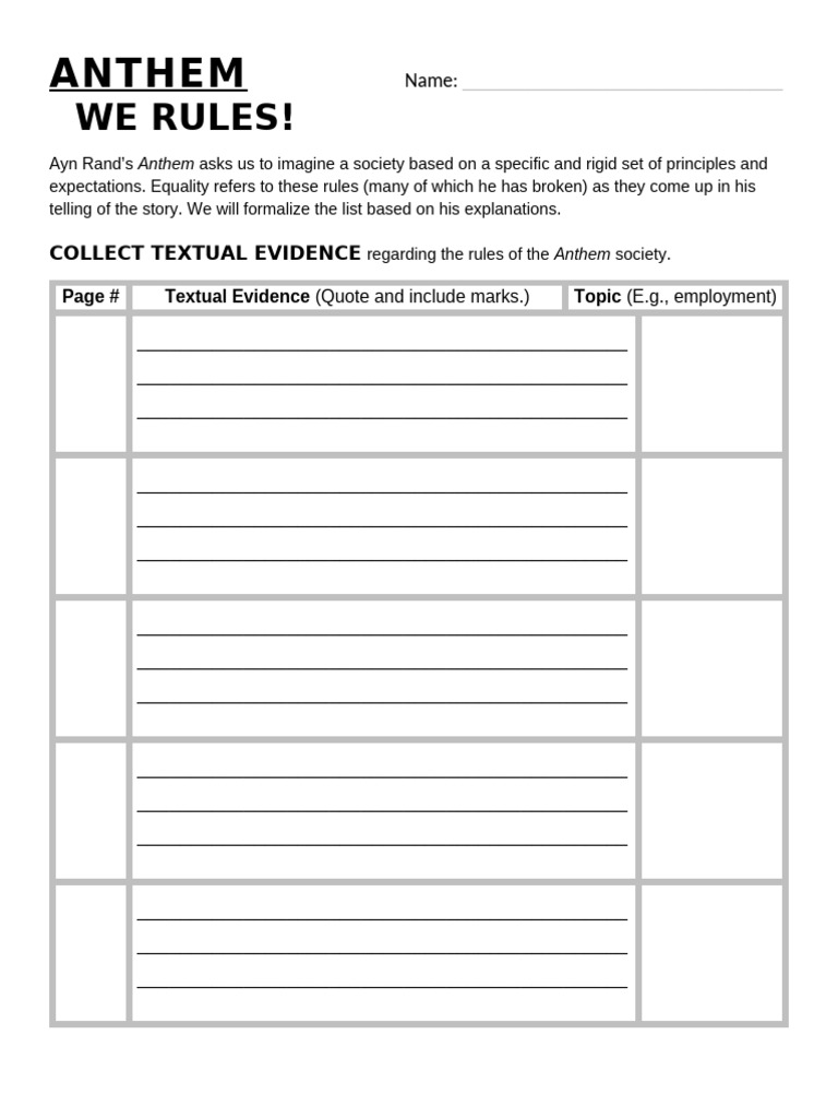 We Rules! - ANTHEM | PDF