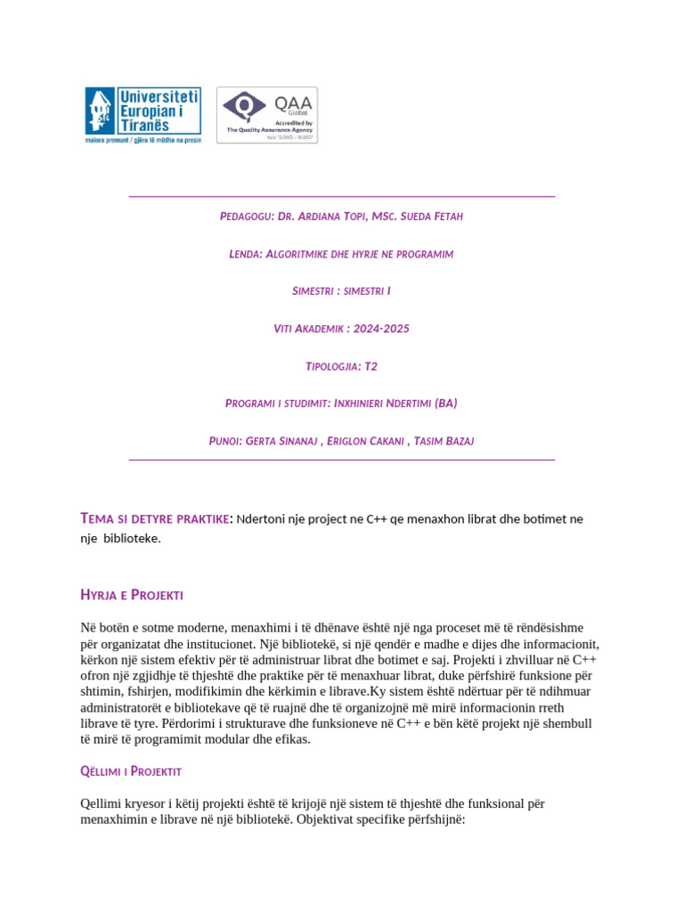 Detyre Kursi Algoritmik Dhe Hyrje Ne Programim.1 | PDF