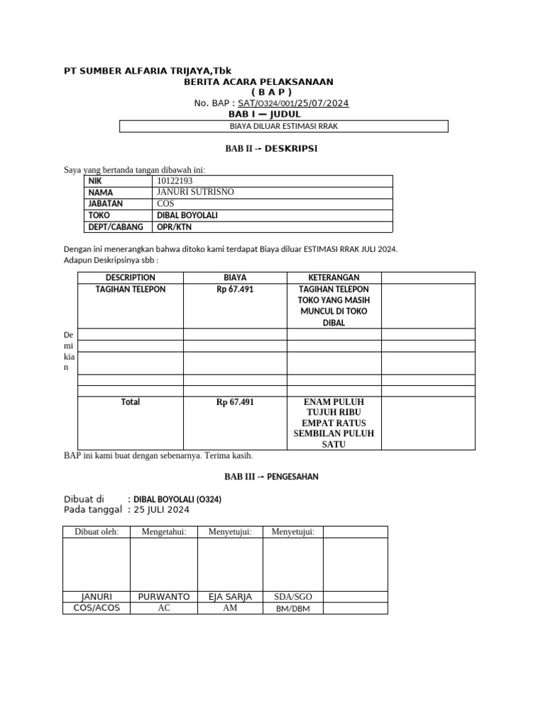 Contoh Ba Par Jasa-1 | PDF