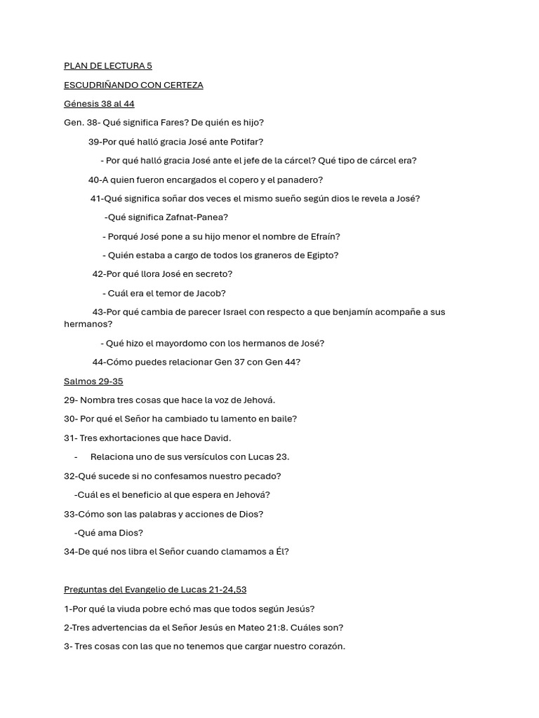 Plan de Lectura 5 | PDF