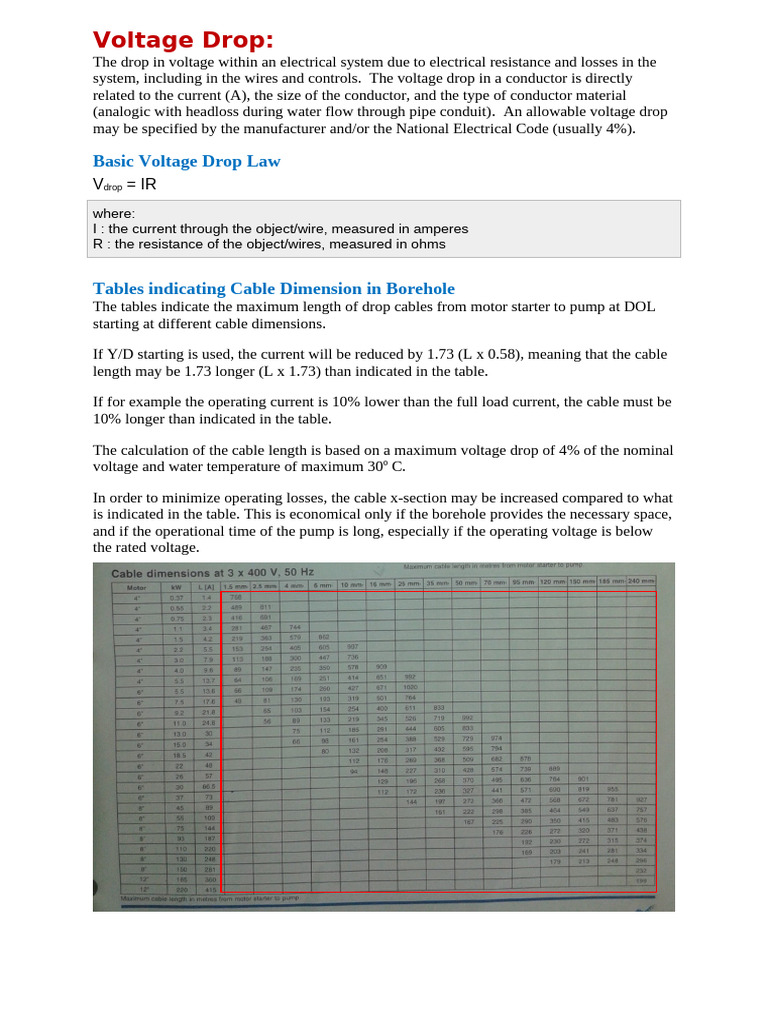 Understanding Voltage Drop in Wiring | PDF | Electric Power | Ac Power