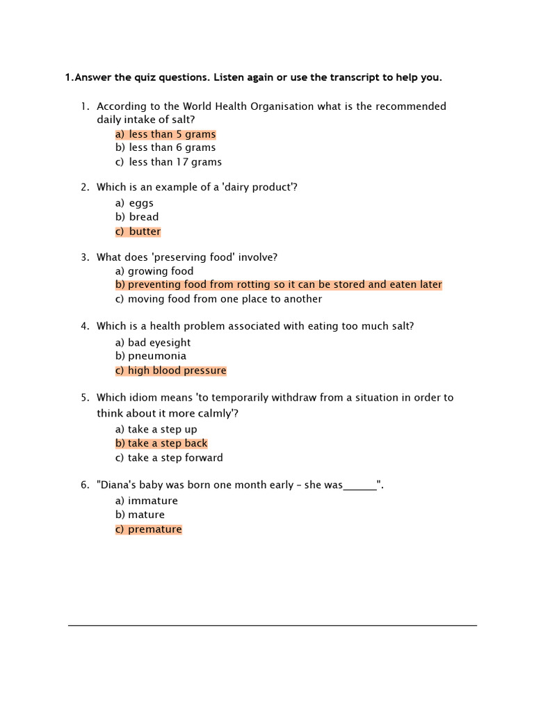 Listen Activity | PDF