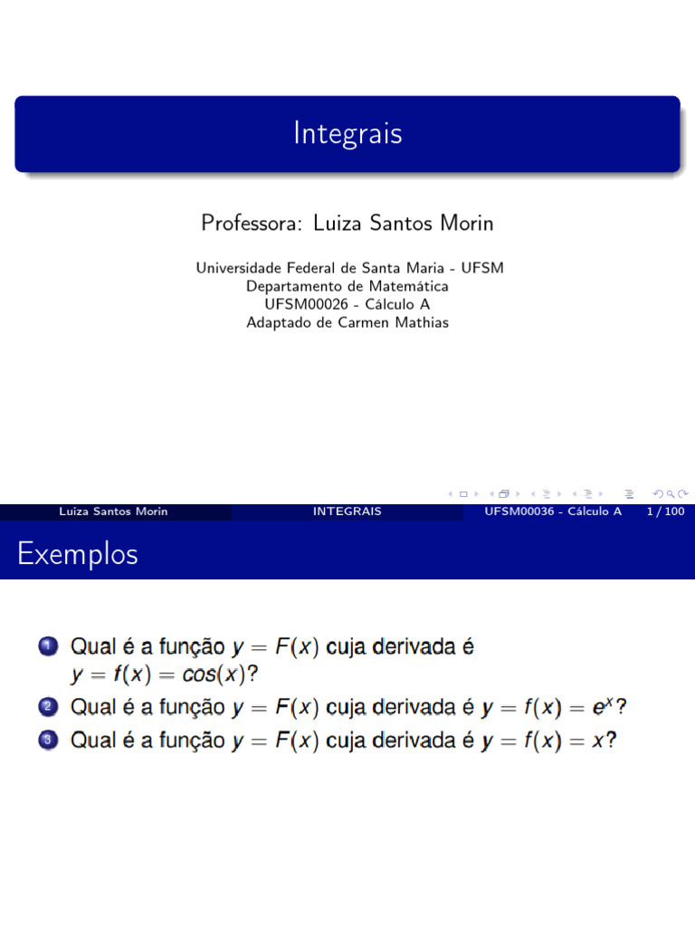 Aulas de Integrais em Cálculo A | PDF | Integrante | Cálculo