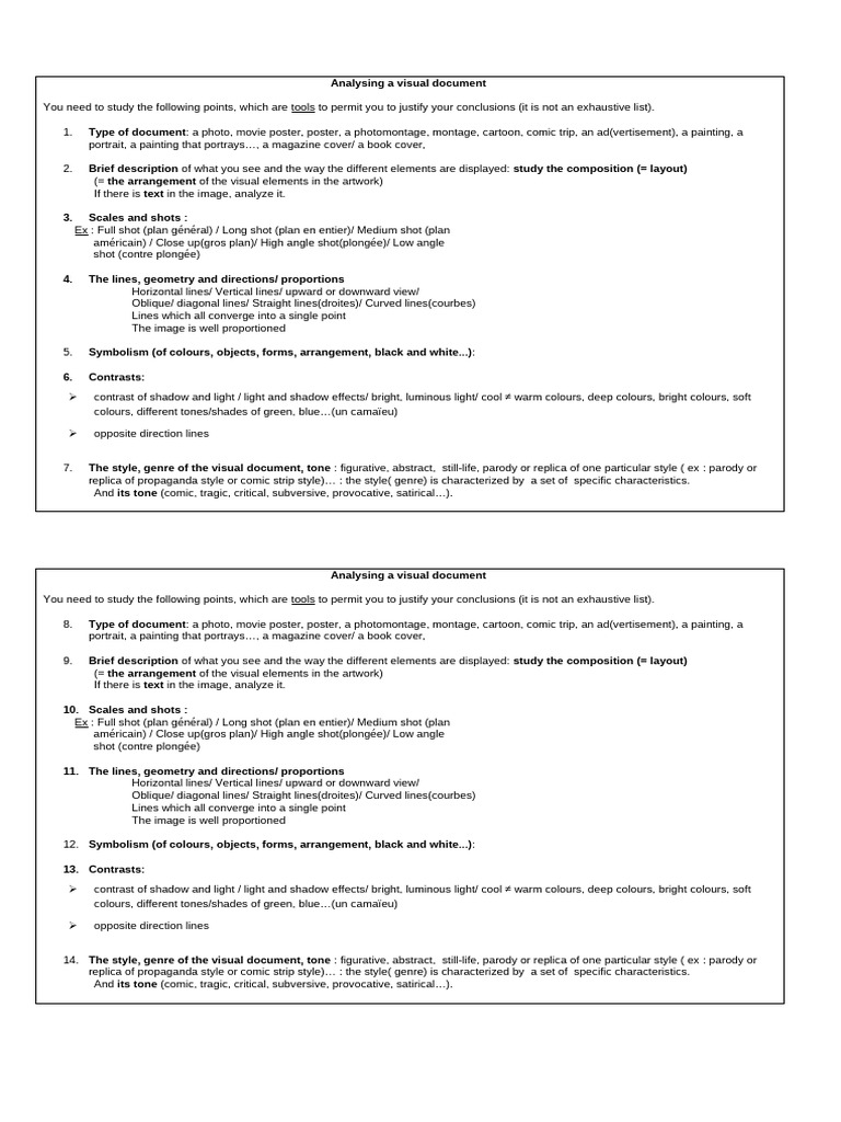 Visual Document Analysis Guide | PDF | Composition (Visual Arts)