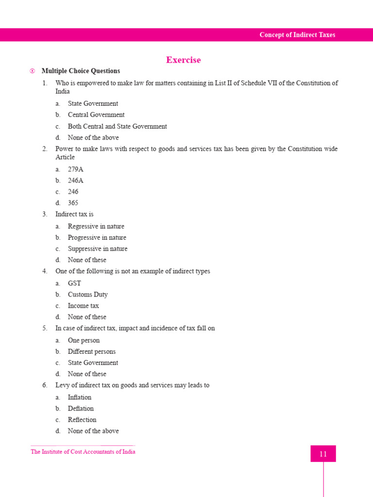 CMA Inter IDT MCQ Bank By Raghav Sir | PDF | Taxes | Receipt