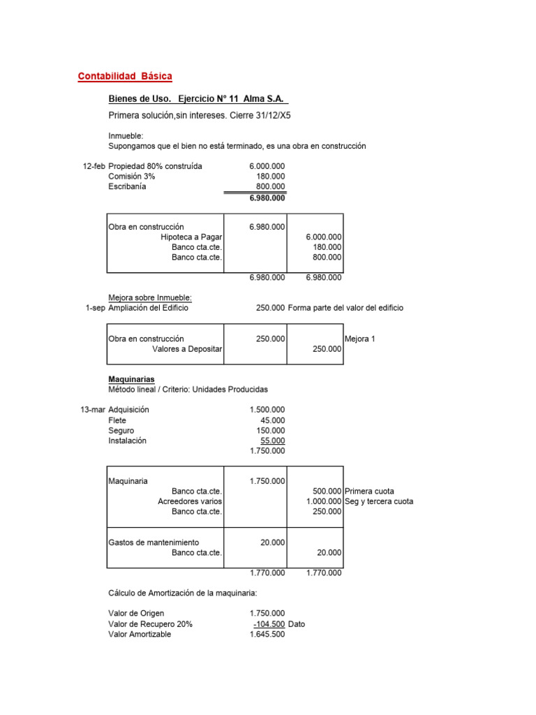 Bienes de Uso Ejerc. 11 Primera Solucion | PDF | Ley de bienes inmuebles | Bancario