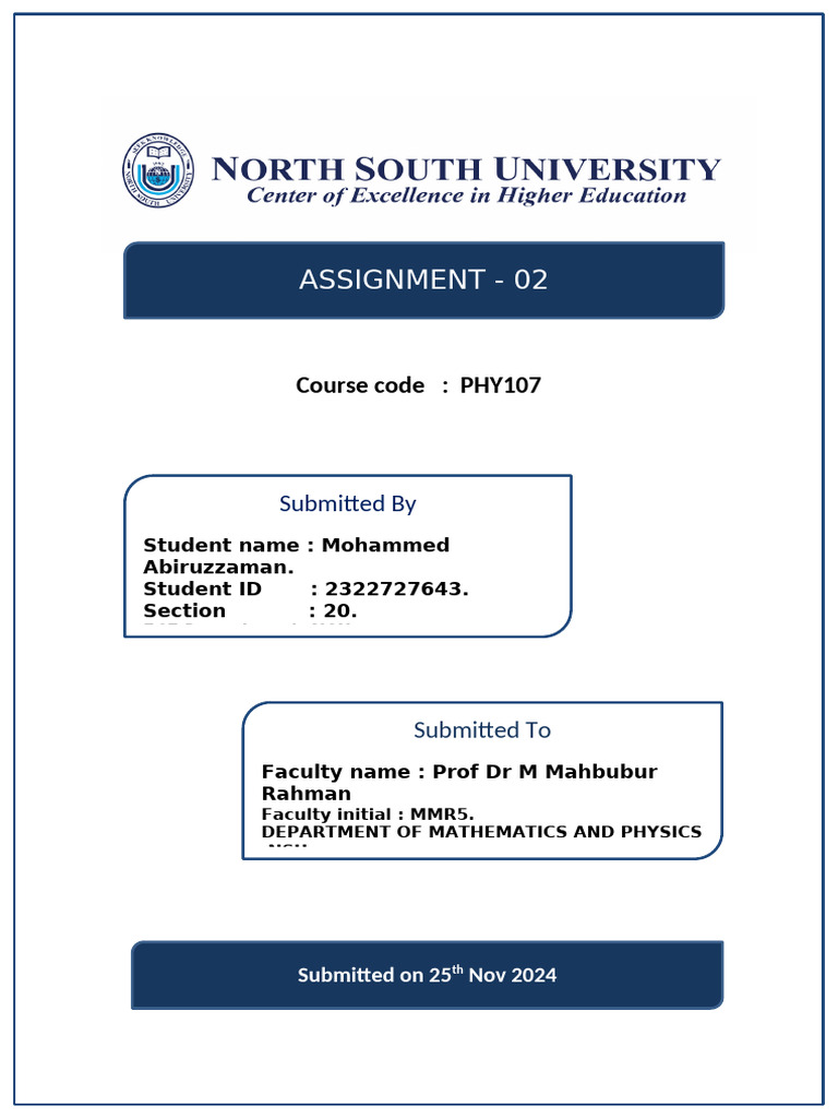 Assignment Cover Page NSU | PDF