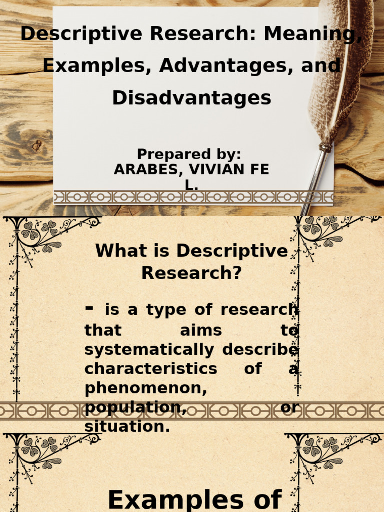 Descriptive Research Examples Advantages and Disadvantages Arabes ...