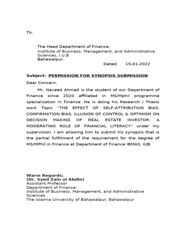 Permission Letter Junaid | PDF