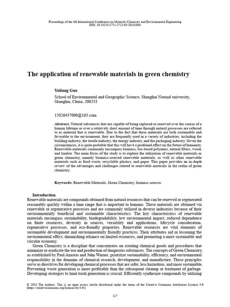 renewable chemistry | PDF | Recycling | Plastic