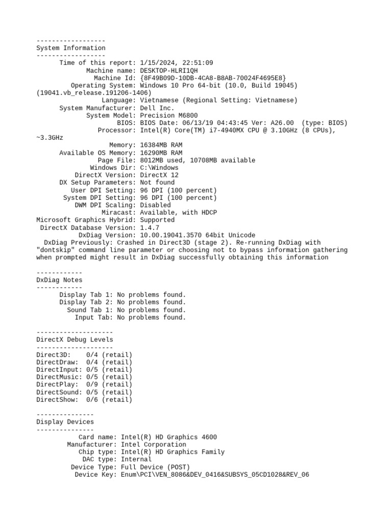 DxDiag | PDF | Device Driver | Computing