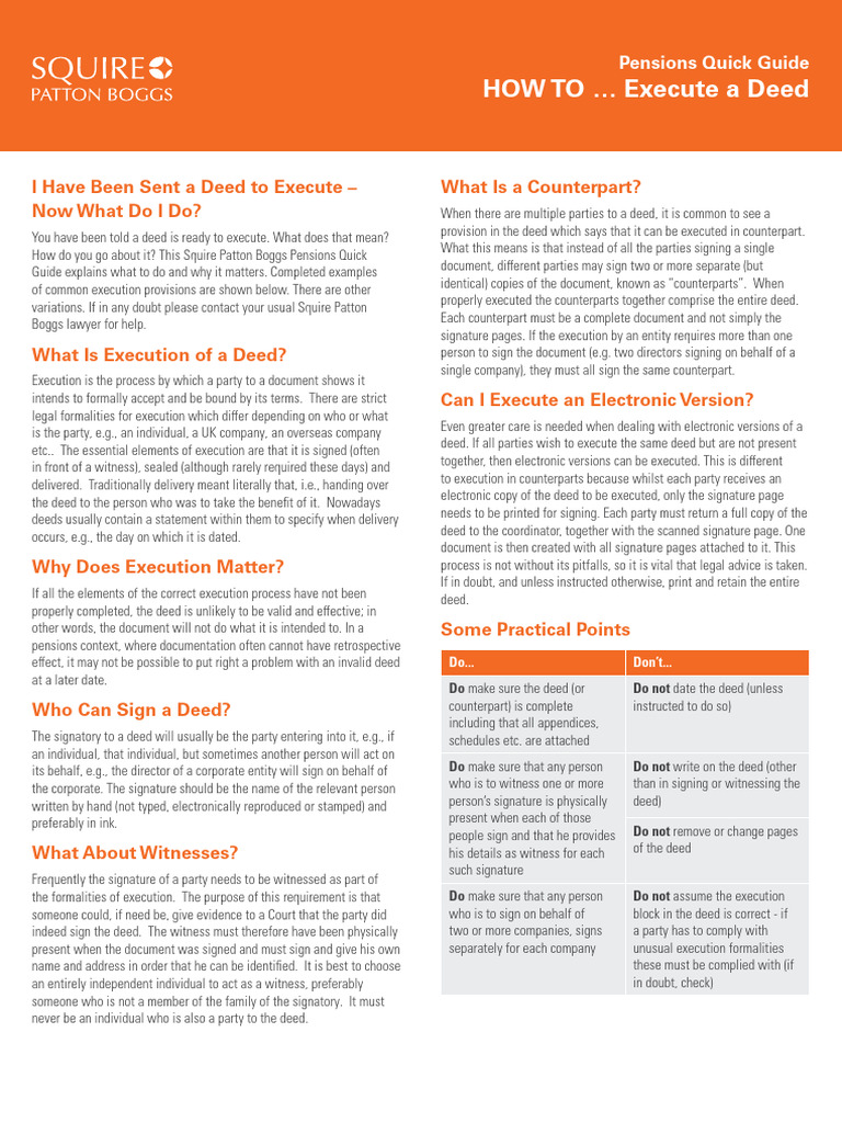 How To Execute A Deed Quick Guide | PDF | Signature