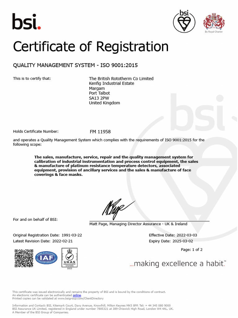 BSI QMS Certificate FM 11958-2022-2025 2 (6) | PDF | Production And ...