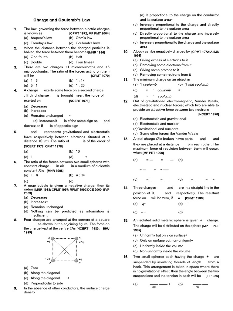 ASSIGNMENT-1 - Charge and Coulomb's Law | PDF | Electric Charge | Electron