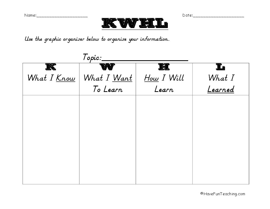 Graphic Organizer KWHL Chart1 | PDF