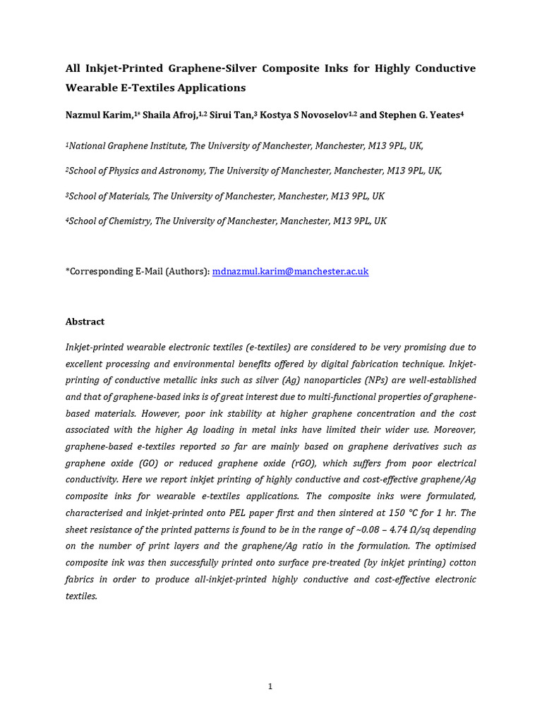 All Inkjet-Printed Graphene-Silver Composite Inks For Highly Conductive ...