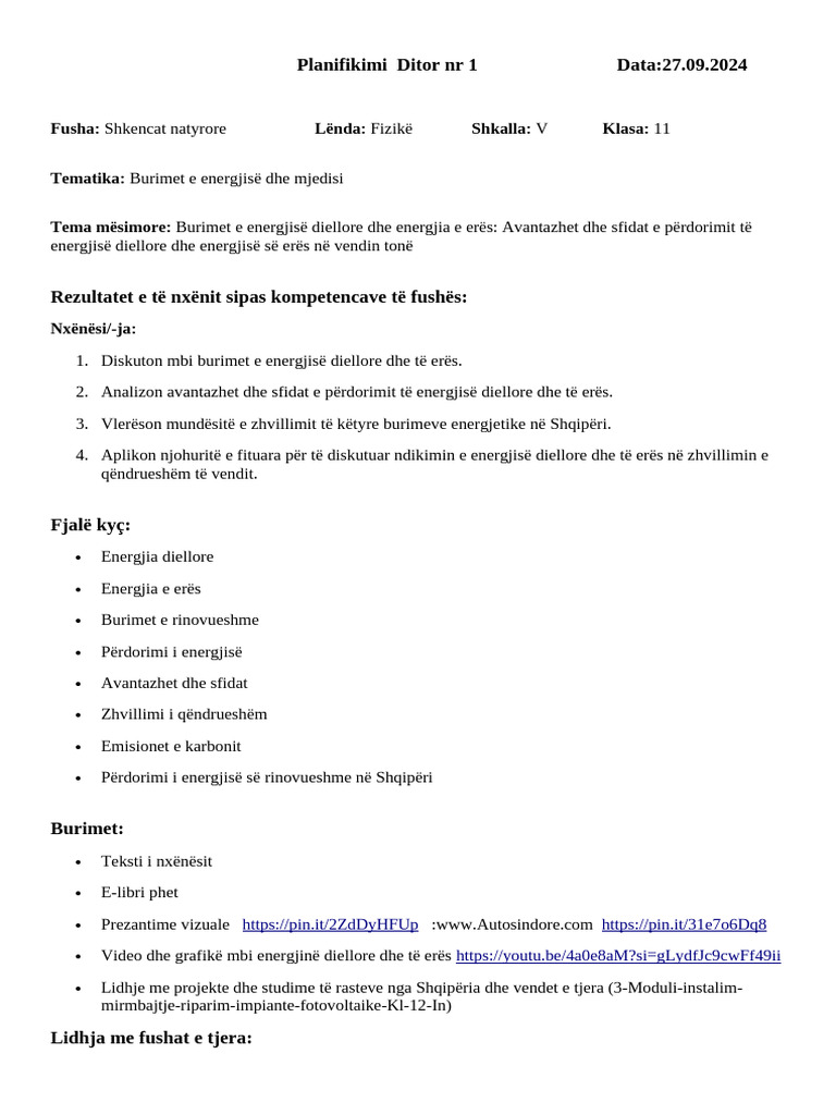 Planifikimi Ditor NR 1 | PDF