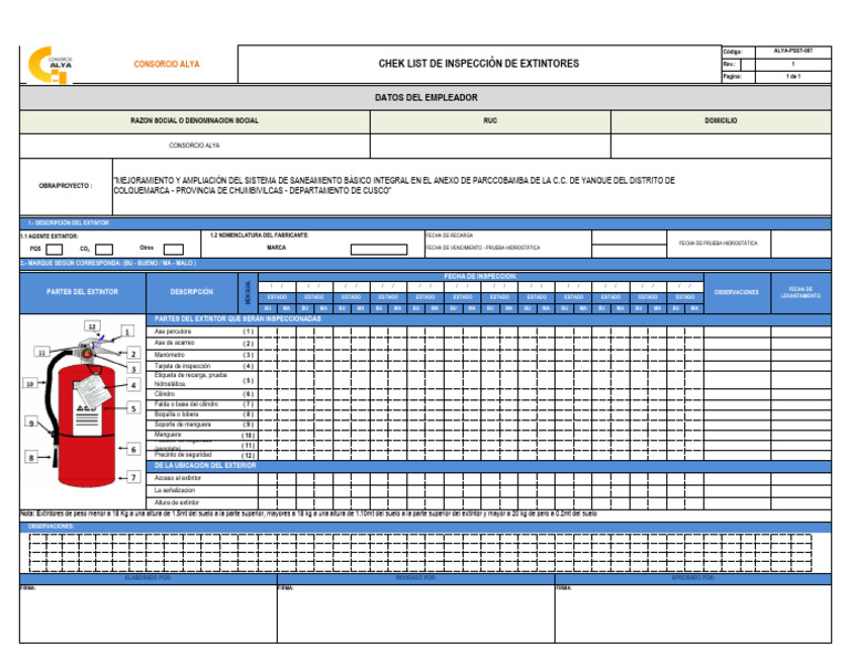 Check List Inspección de Extintores Parccobamba | PDF | Combustión | La ...