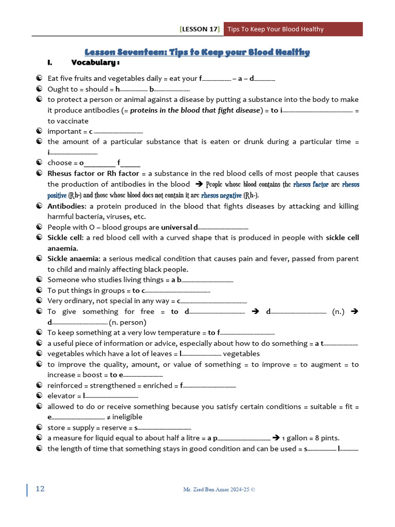 Lesson 17 Tips To Keep Your Blood Healthy | PDF | Blood Donation ...