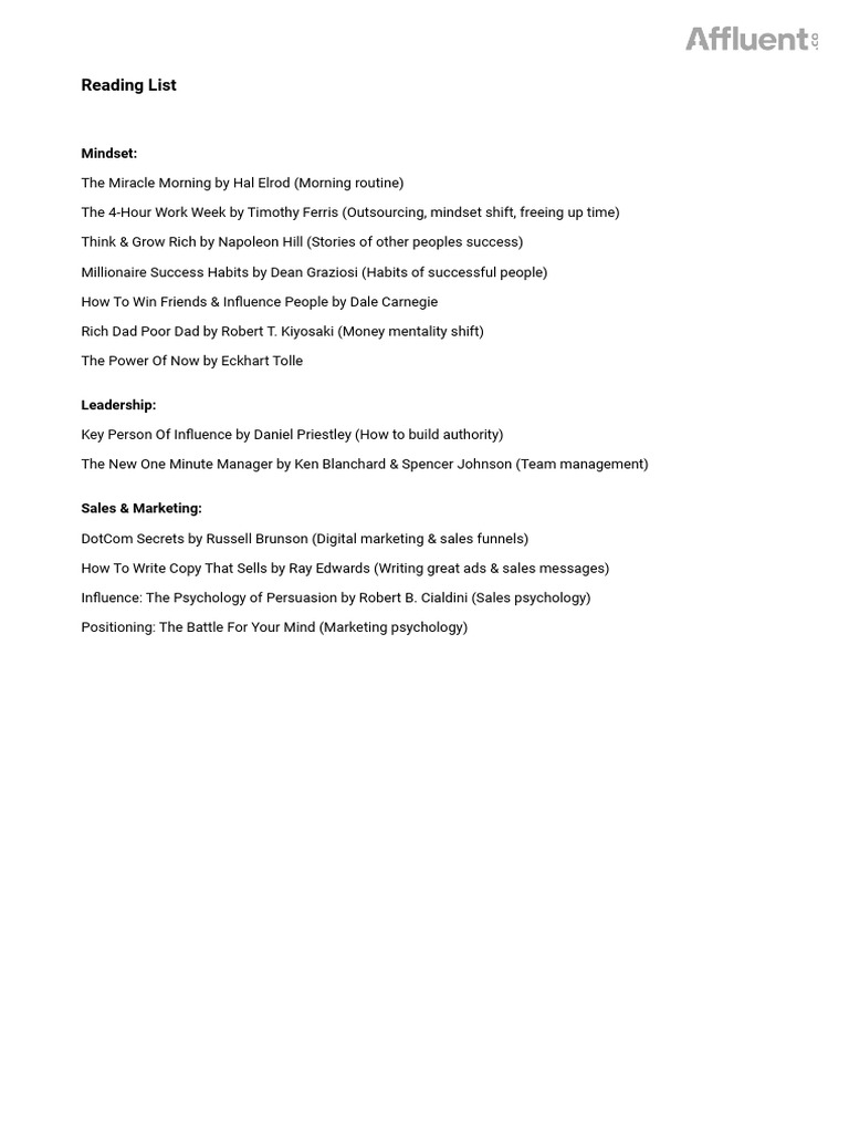 Essential Reading List for Success | PDF