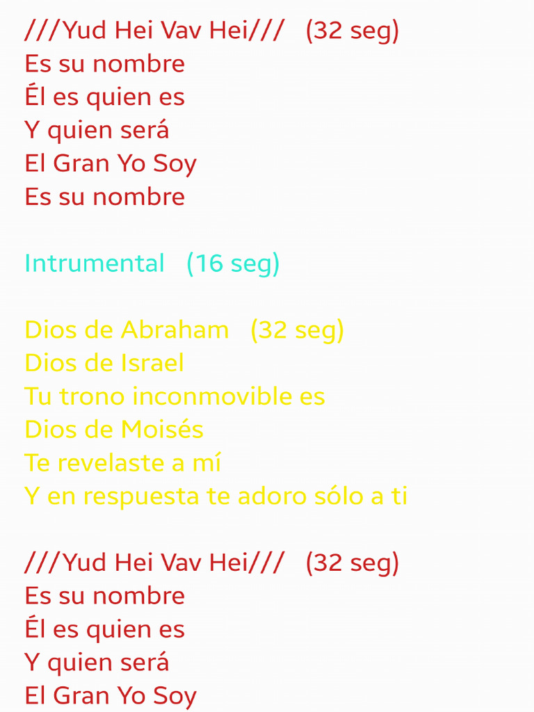 Yo Soy El Que Soy (Yud Hei Vav Hei) - Grupo Grace | PDF