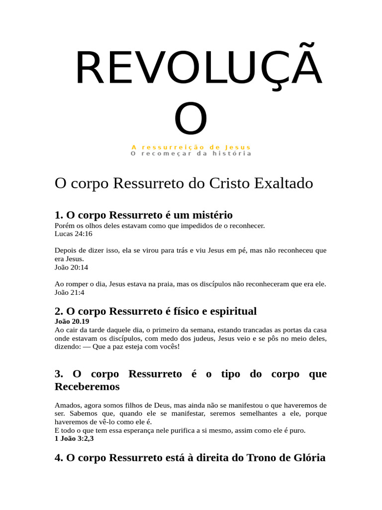 O Corpo Ressurreto de Jesus | PDF | Jesus | Ressurreição de Jesus