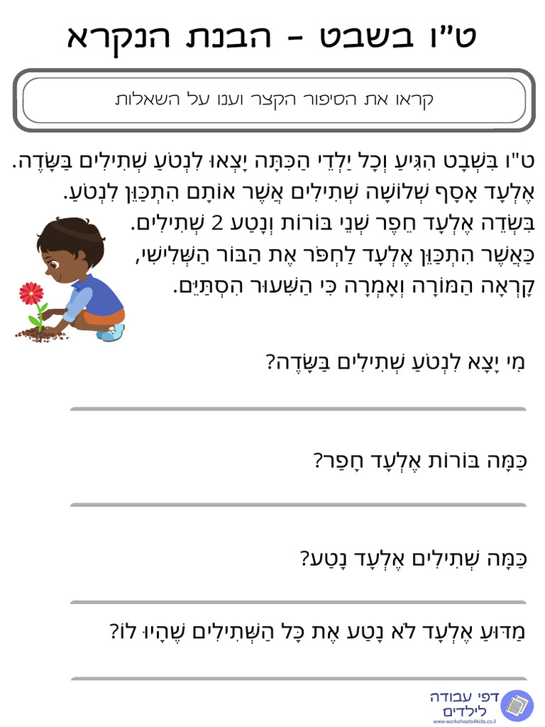 Tu Bishvat Reading Comprehension | PDF