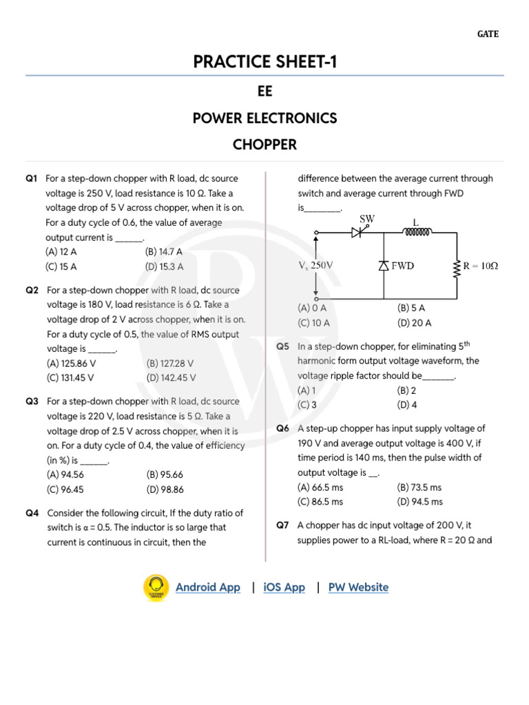 Chopper - Practice Sheet 01 (By Ajay Sir) | PDF | Electrical ...